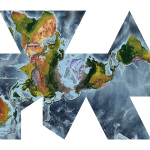 World Map Fuller Projection World Map Vintage World Map - Etsy