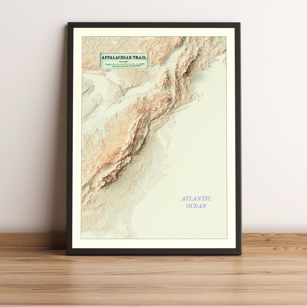 Appalachians Trail Map, Appalachians Trail 2D Relief Map, Appalachian ...