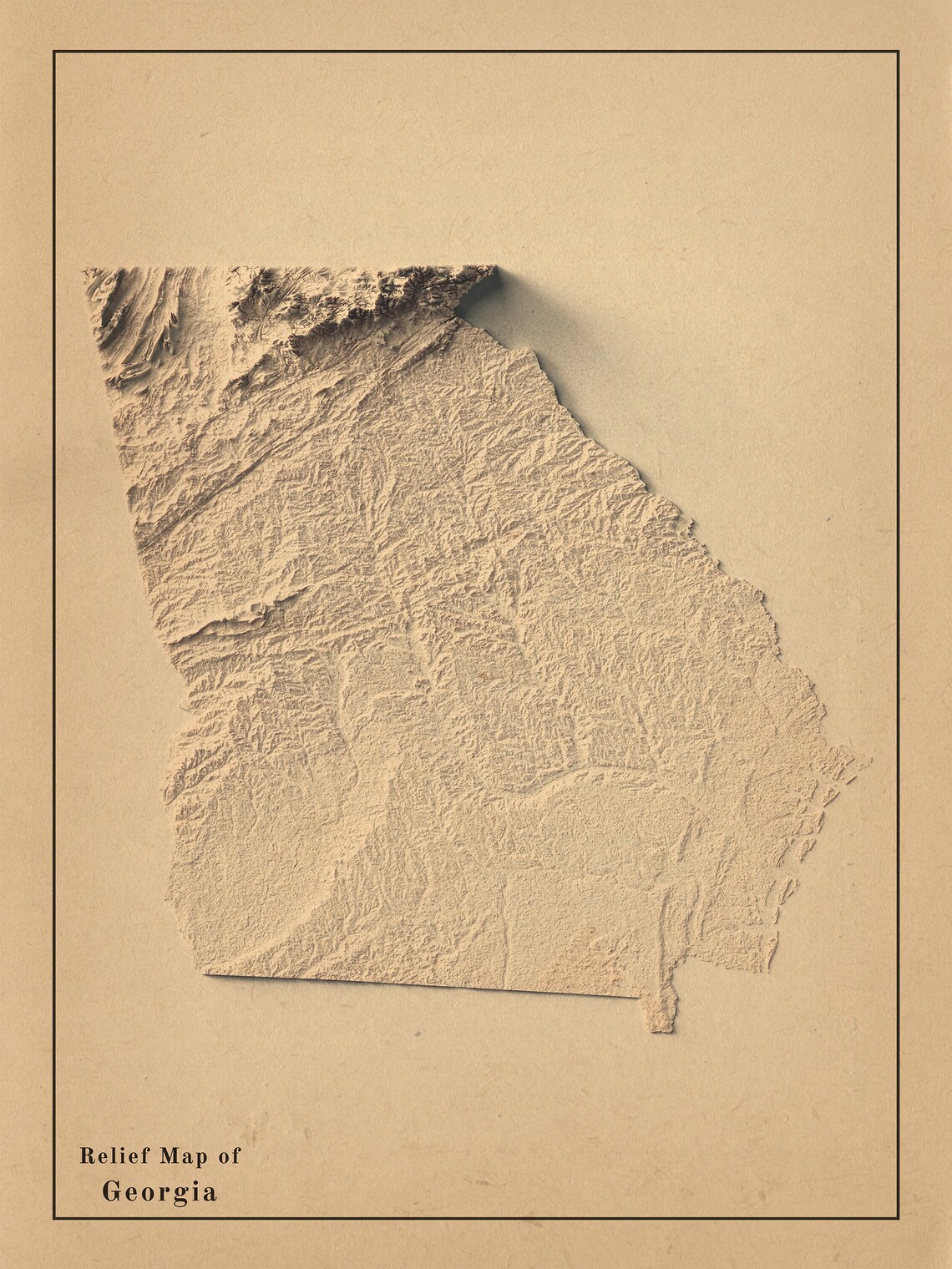 Georgia Map Georgia Relief Map Georgia Vintage Map Georgia - Etsy