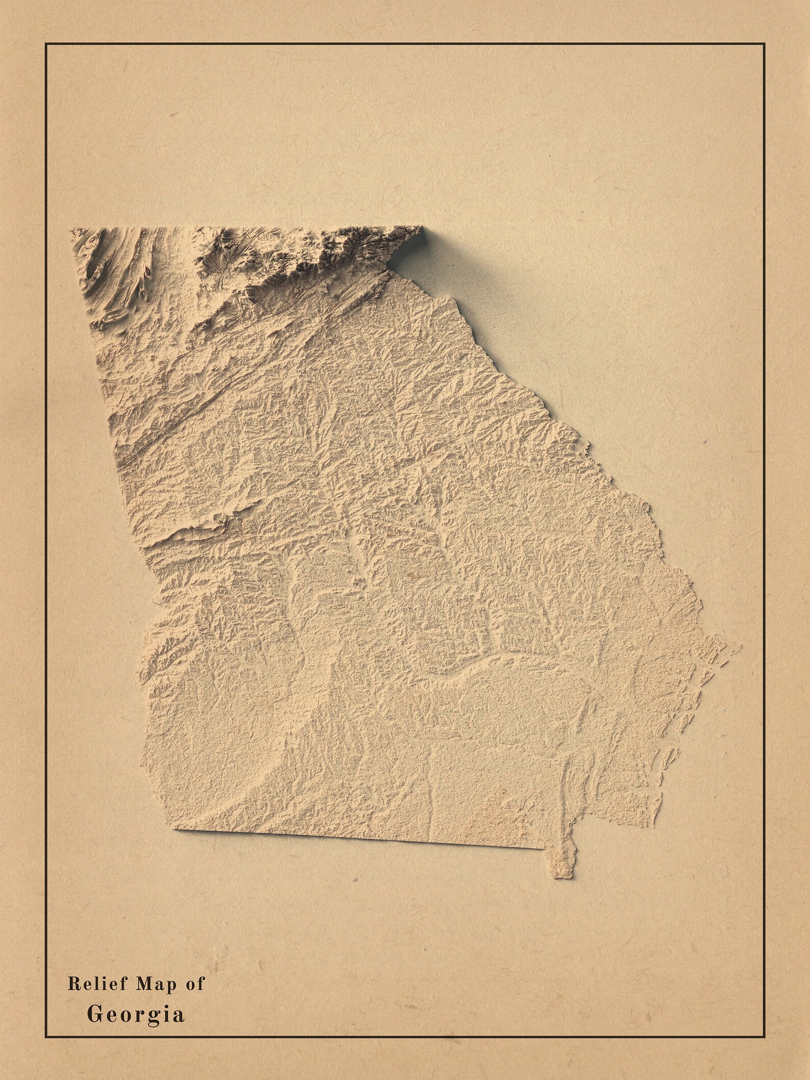 Georgia Map Georgia Relief Map Georgia Vintage Map Georgia - Etsy