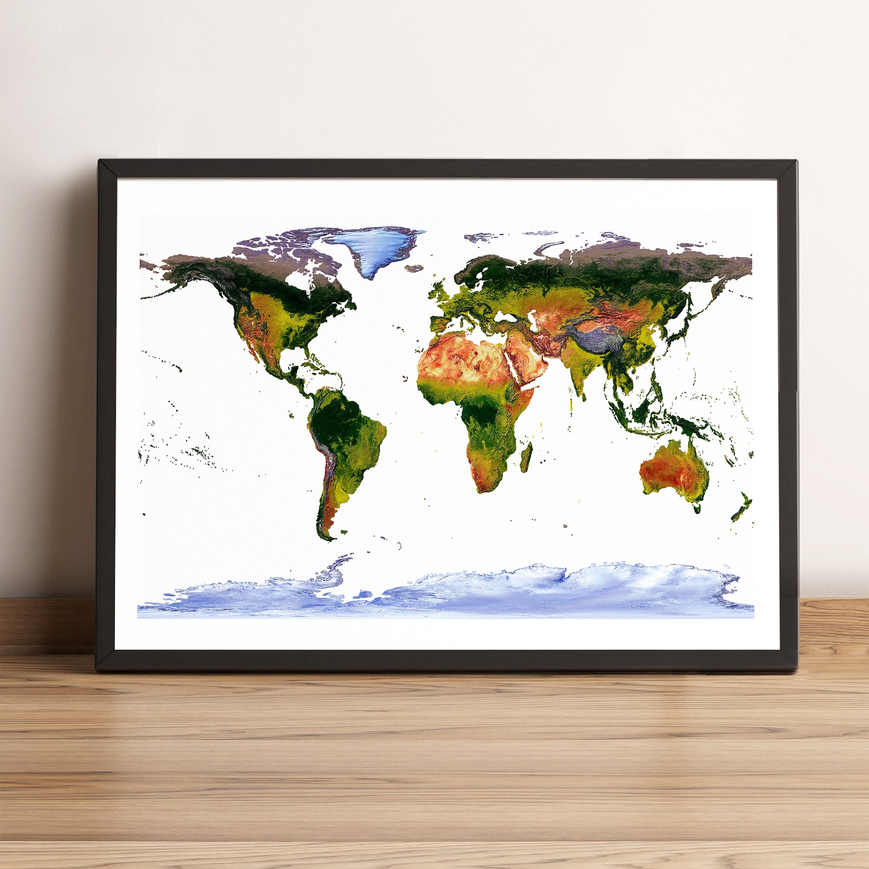 World Map WGS 84 Projection Map Vintage World Map Relief - Etsy