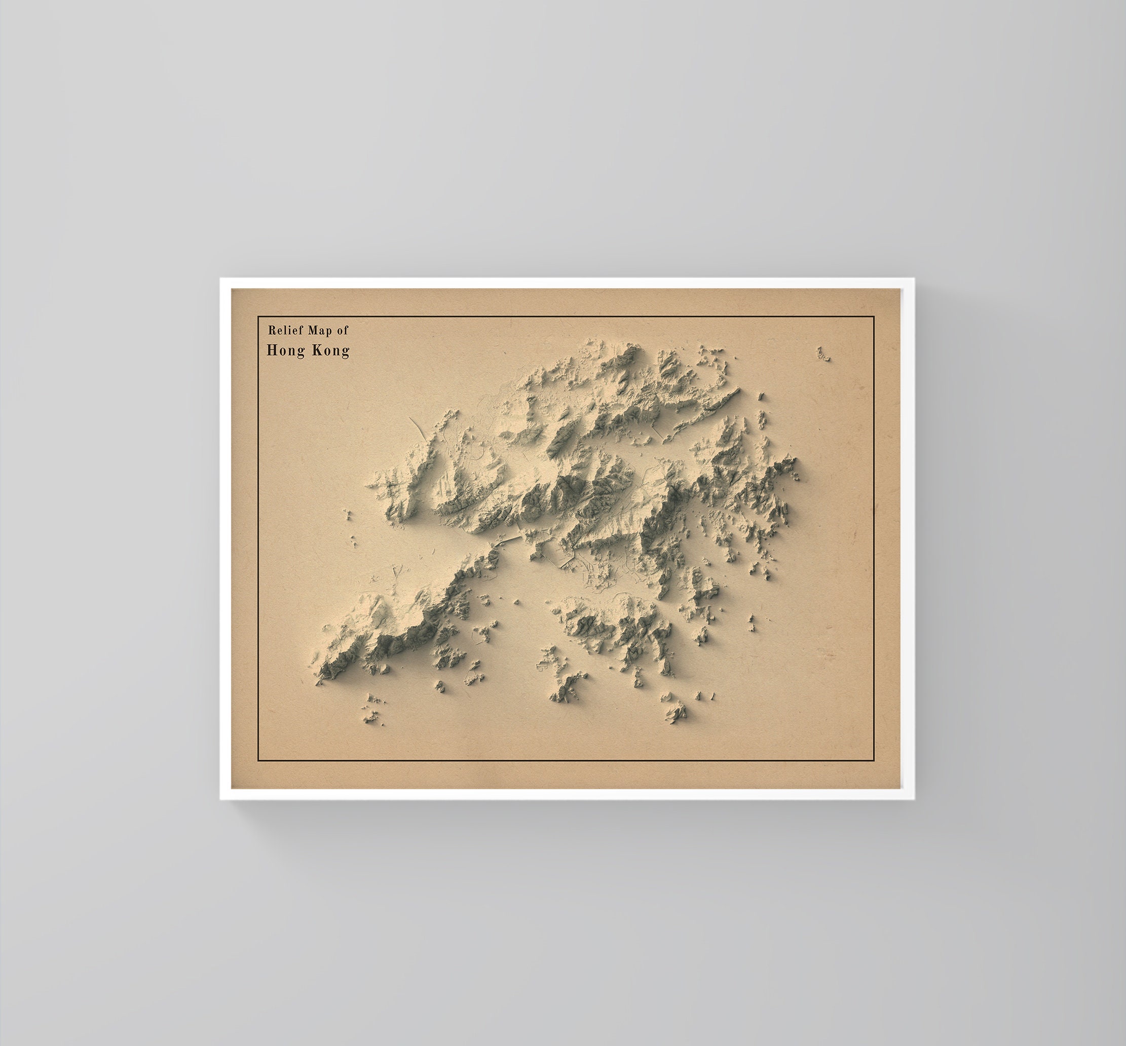 Mapa de Hong Kong mapa de relieve 2D de Hong Kong impresión - Etsy España