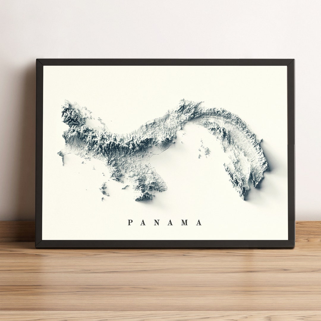 Panama Map, Panama 2D Relief Map, Panama Vintage Poster Map, Panama ...
