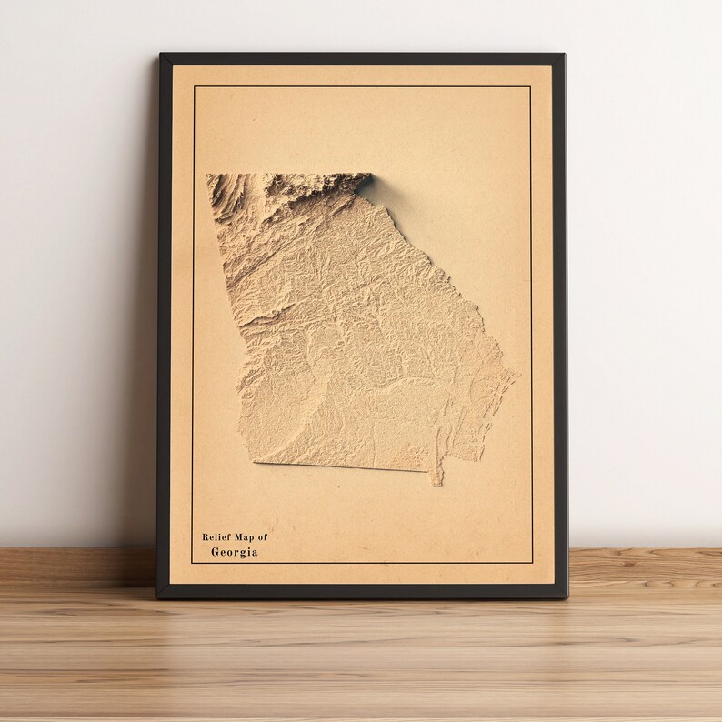 Georgia Map Georgia Relief Map Georgia Vintage Map Georgia - Etsy