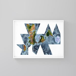 World Map, Fuller Projection World Map, Vintage World Map, Relief World ...