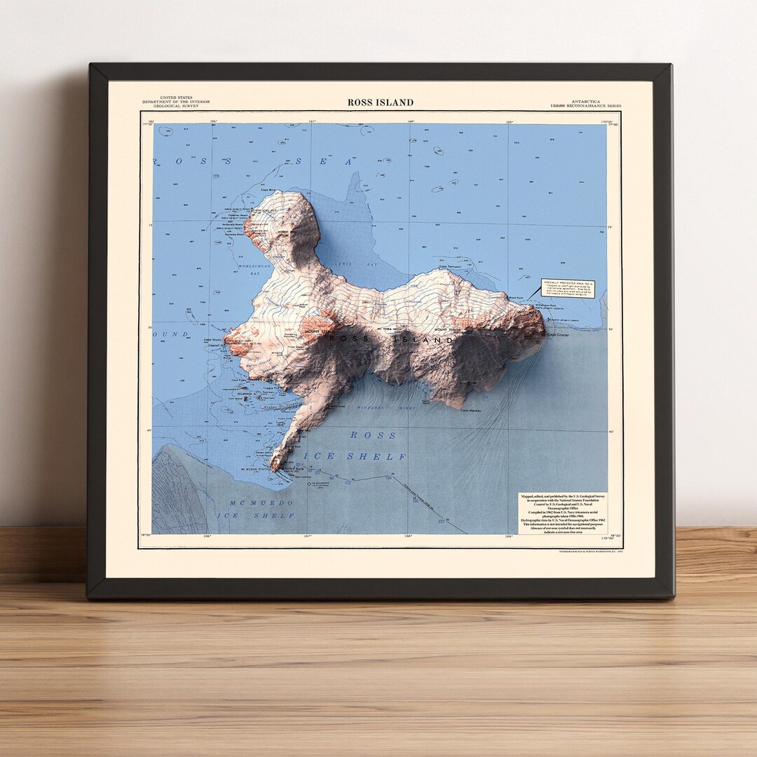 Ross Island Map, Ross Island Antarctica 2D Relief Map, Antarctica ...