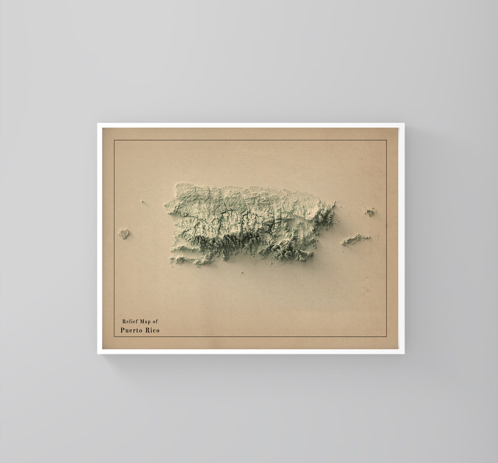Puerto Rico Map Puerto Rico 2D Relief Map Puerto Rico Print - Etsy