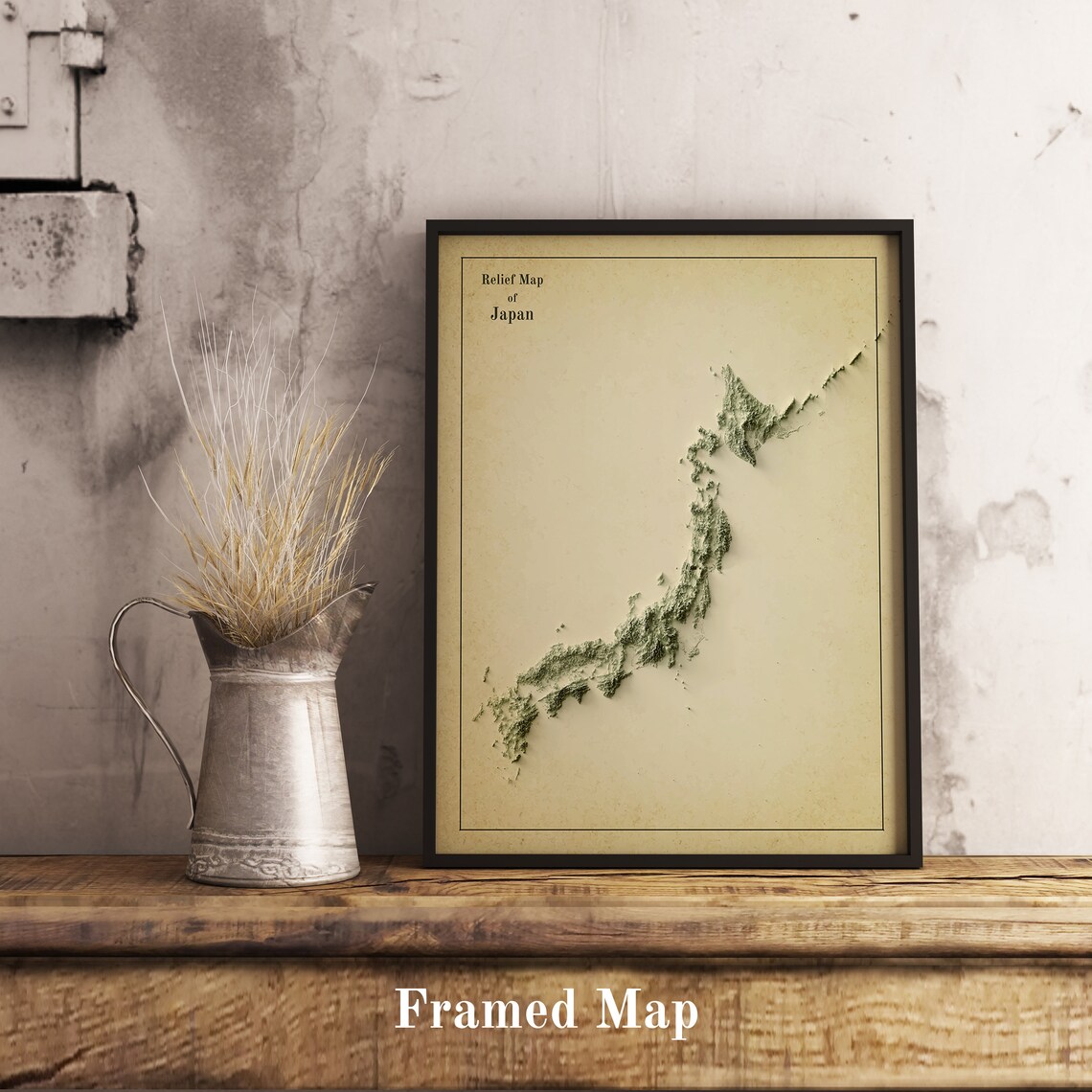 Japan Map Japan 2D Relief Map Japan Historical Map Japan - Etsy Australia