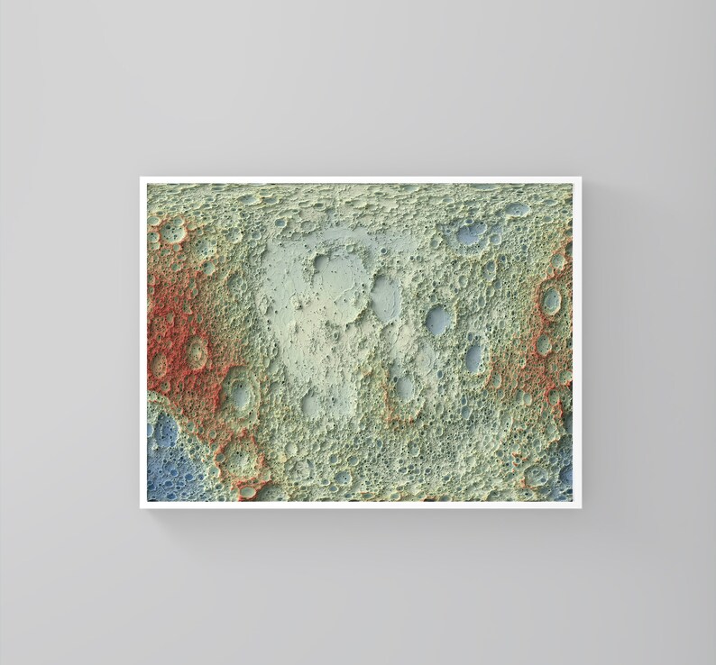 Moon Map, Moon 2D Relief Map, Moon Vintage Map, Moon Topo Map, Moon ...