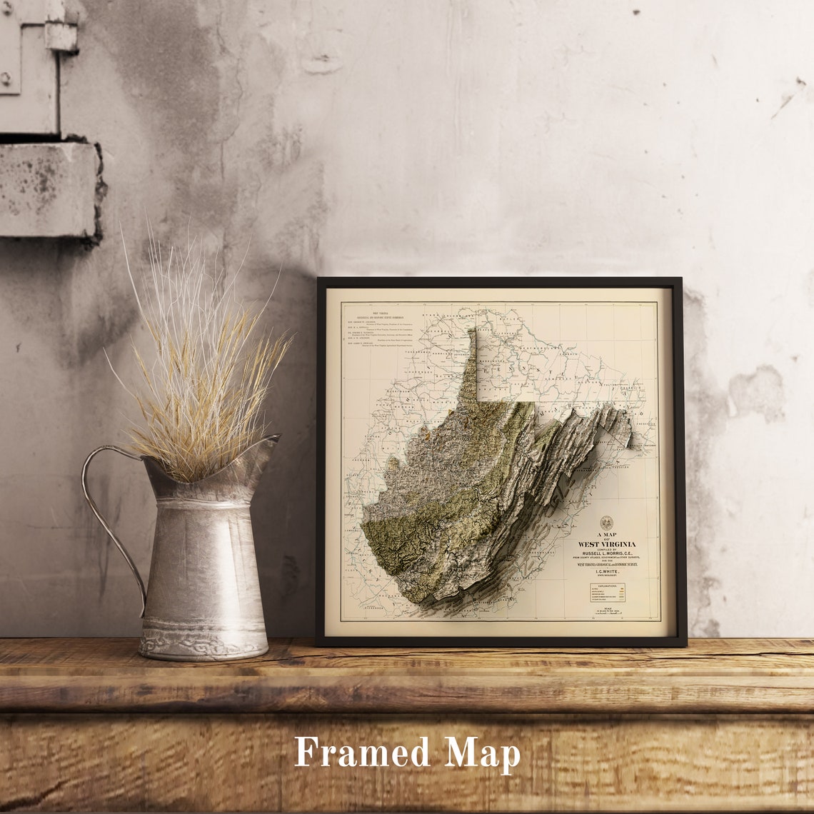 Map of West Virginia West Virginia 2D Relief Map West - Etsy