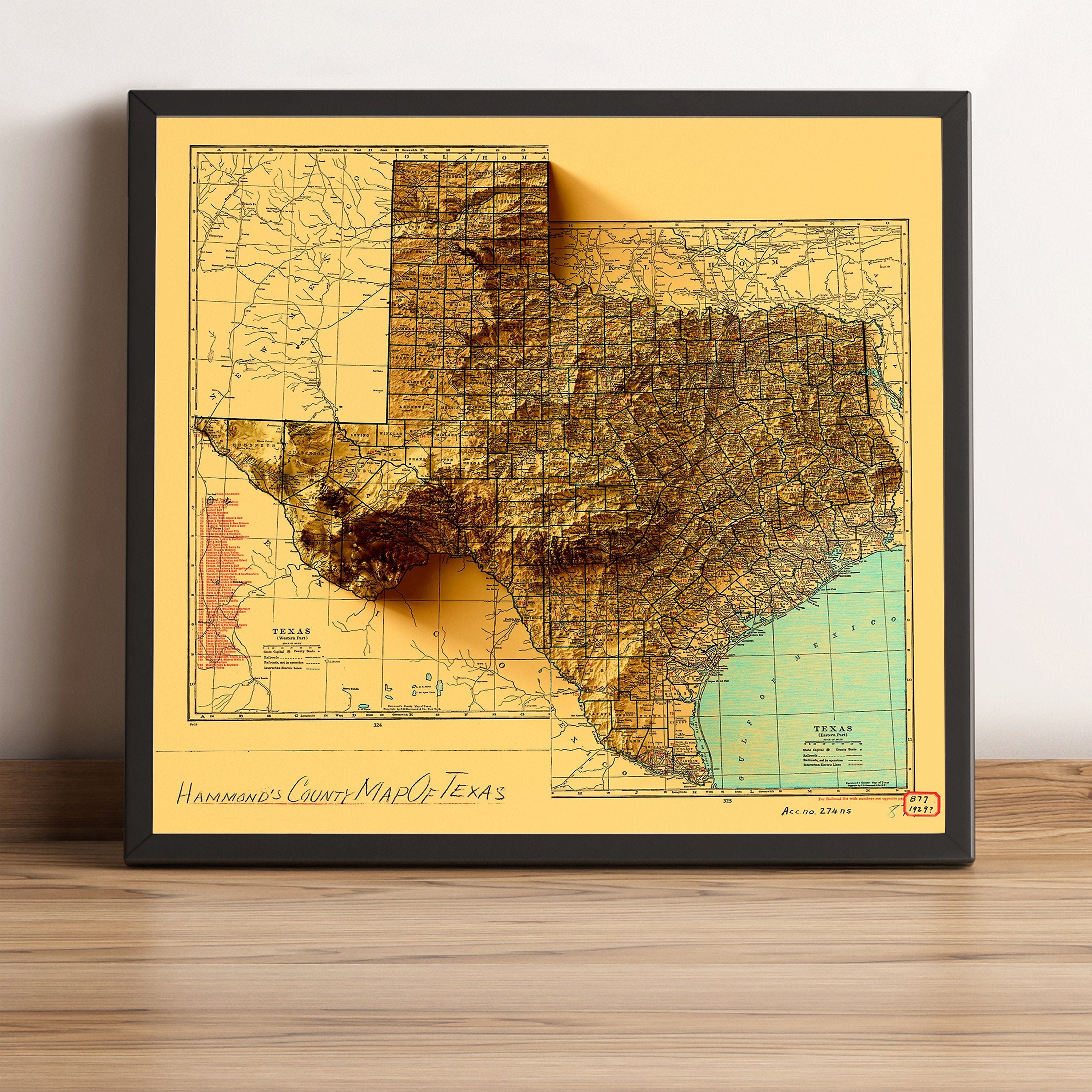 Texas Map Texas 2D Relief Map Texas Old Map Texas Vintage - Etsy