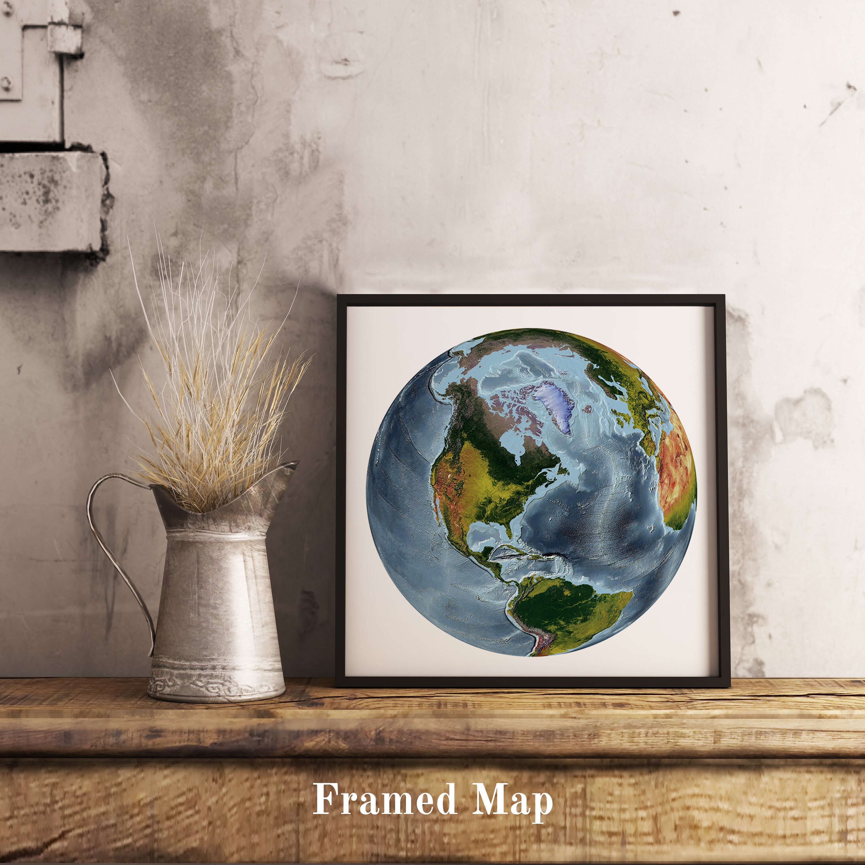 World Map, World From Space Projection, Vintage World Map, Relief World ...