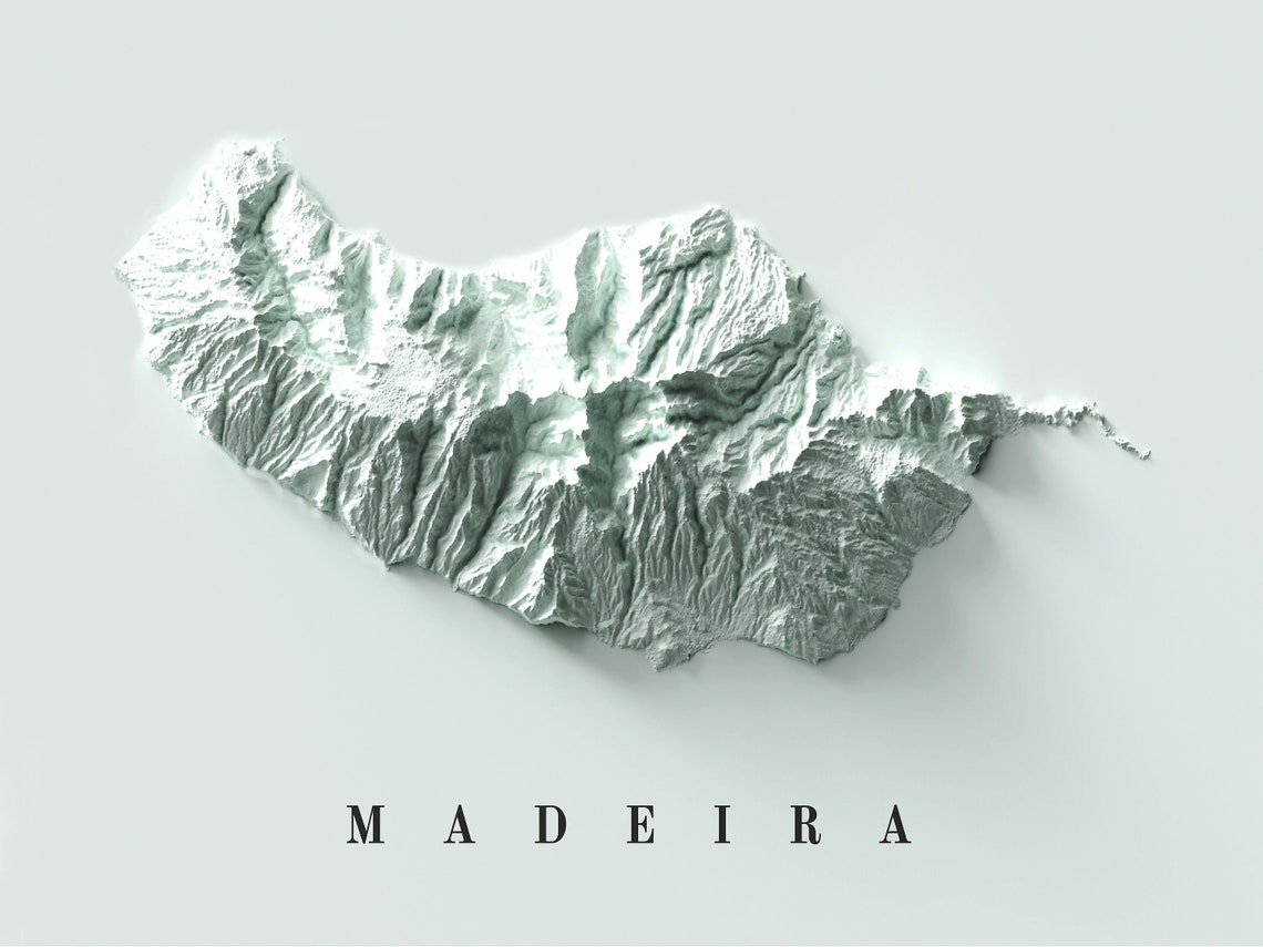 Madeira Island Portugal Map Madeira Island 2D Relief Map - Etsy Canada