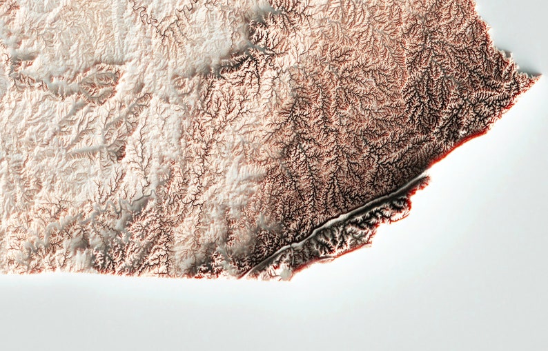 Kentucky Map Kentucky 2D Relief Map Kentucky Vintage Map - Etsy