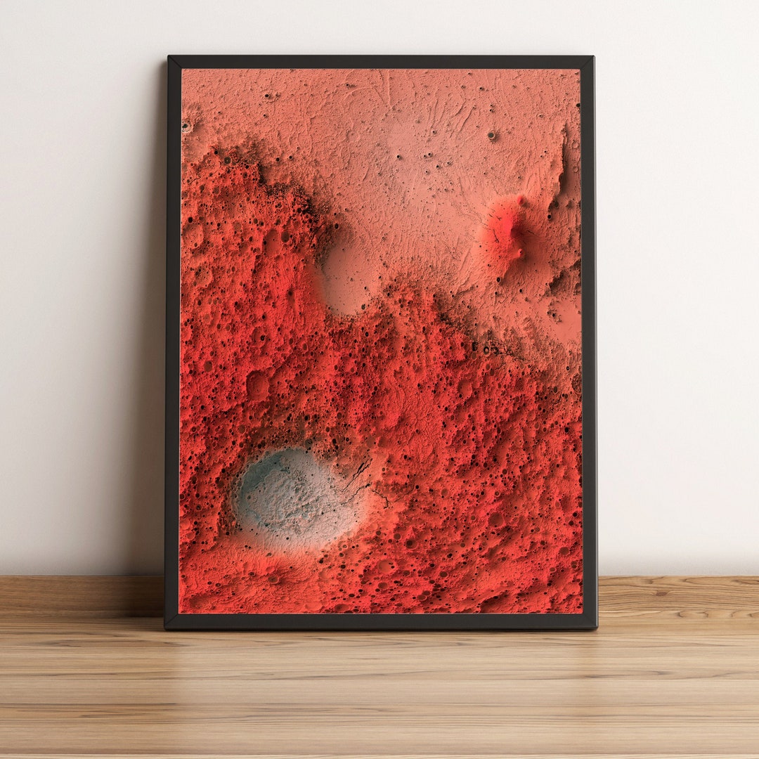 Mars Map, Mars 2D Relief Map, Mars Minimalist Map, Mars Print, Mars ...