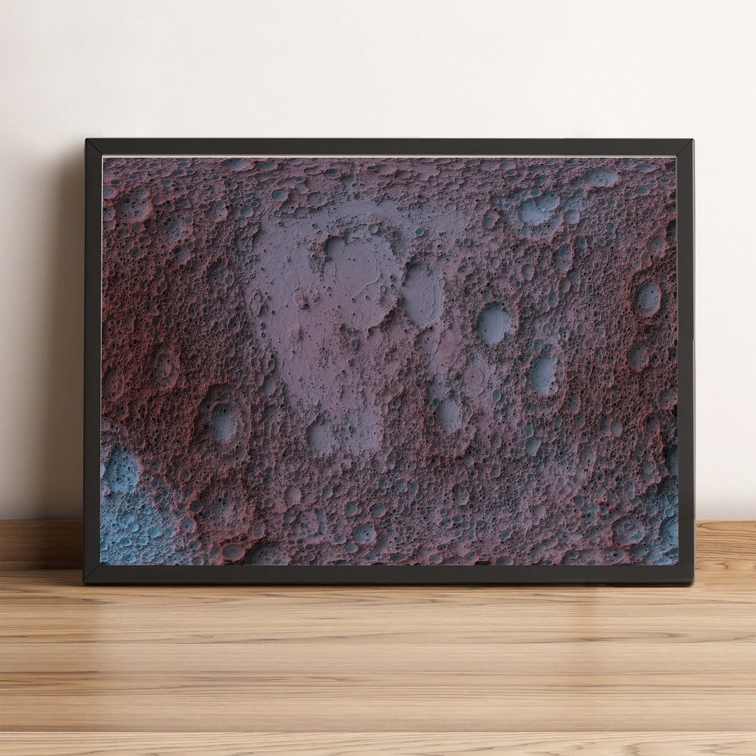 Moon Map, Moon 2D Relief Map, Moon Vintage Map, Moon Topo Map, Moon ...