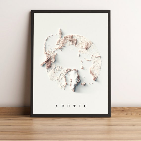 Arctic Map Arctic 2D Relief Map Arctic Vintage Map Arctic - Etsy