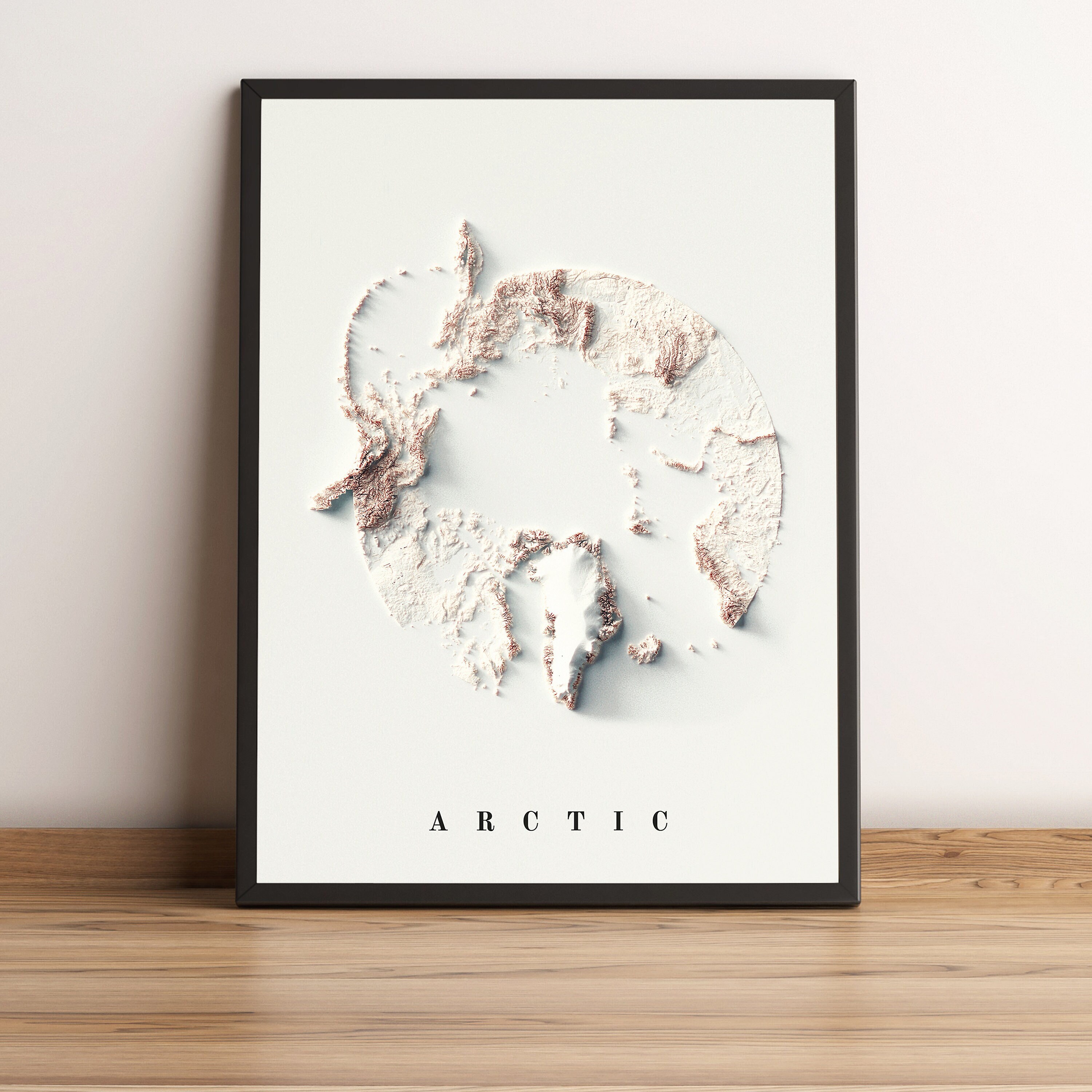Arctic Map Arctic 2D Relief Map Arctic Vintage Map Arctic - Etsy