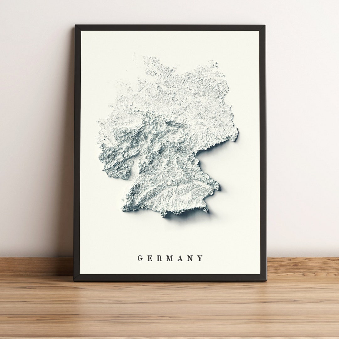 Germany Map, Germany 2D Relief Map, Germany Minimalist Map, Germany ...