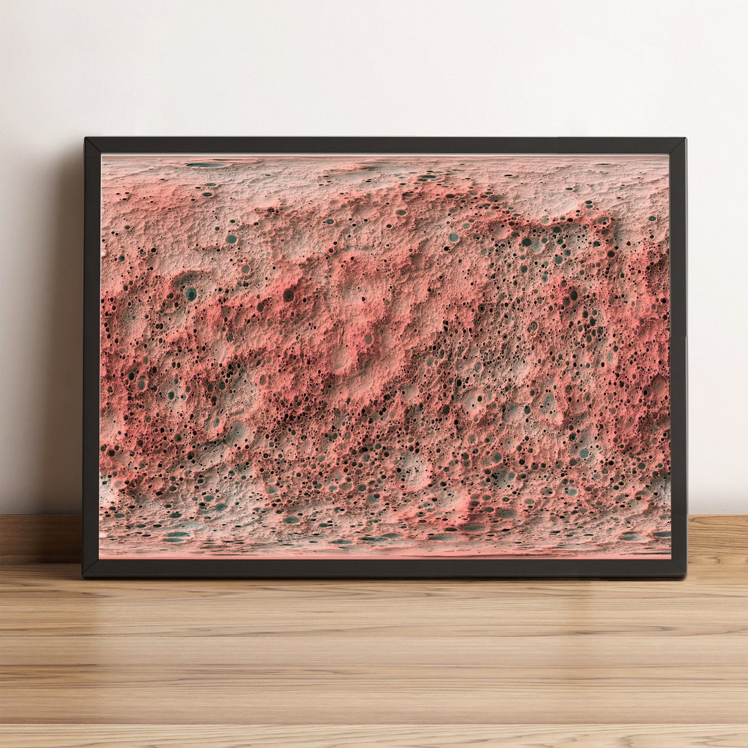 Mercury Map, Mercury 2D Relief Map, Mercury Vintage Map, Mercury Print ...