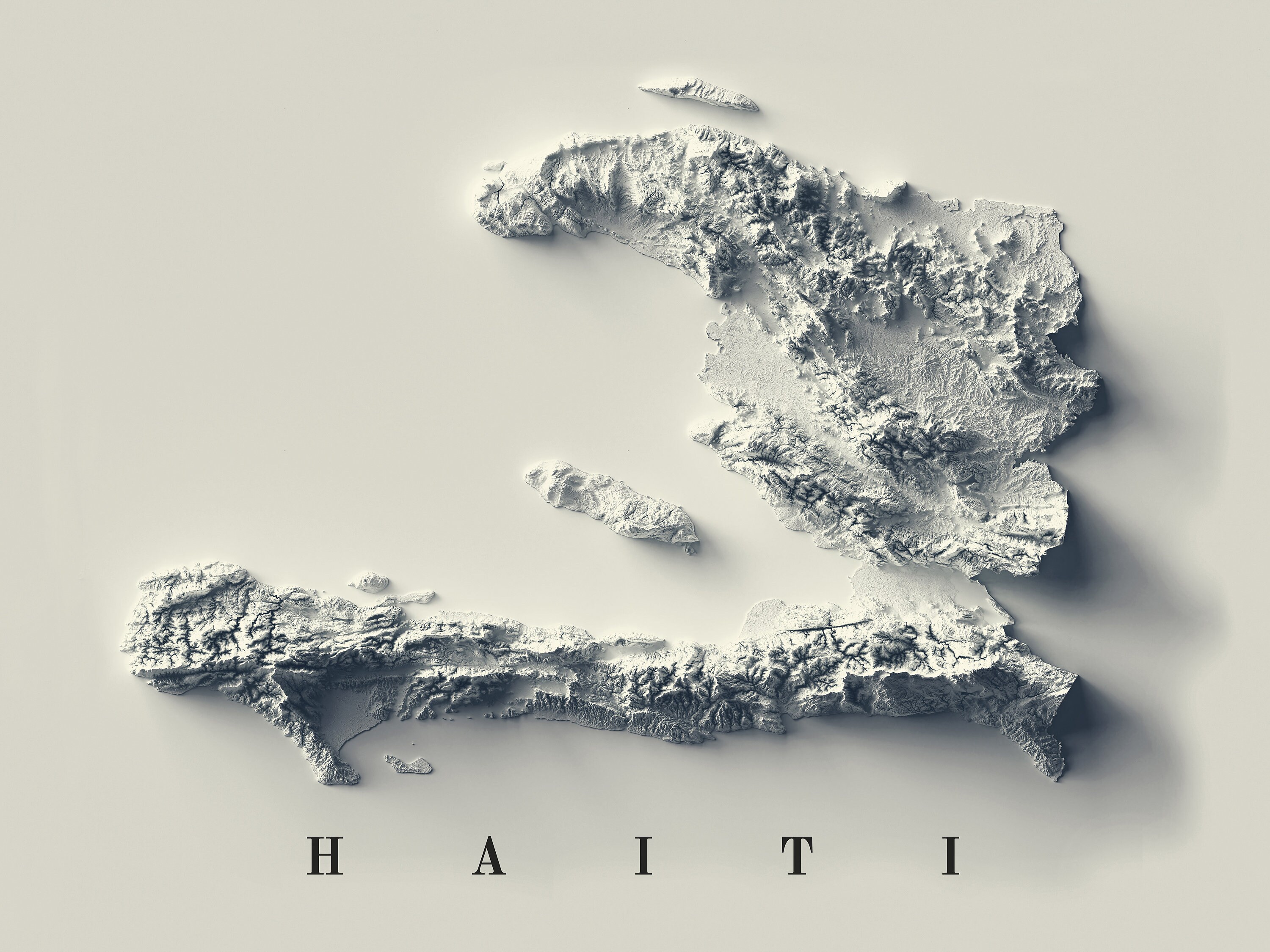 Haiti Map Haiti 2D Relief Map Haiti Vintage Map Haiti Wall - Etsy