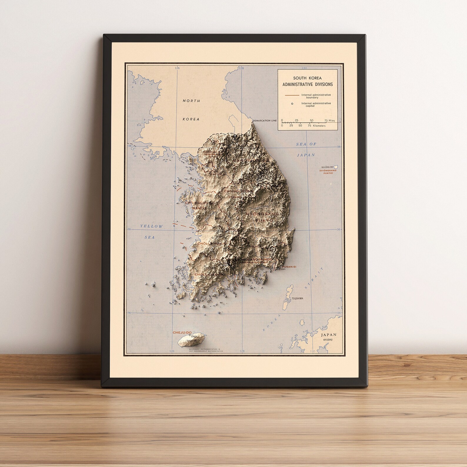 South Korea Map South Korea 2D Relief Map South Korea - Etsy