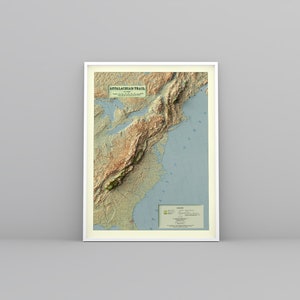 Appalachian Trail Map, Appalachian Trail 2D Relief Map, Appalachian ...