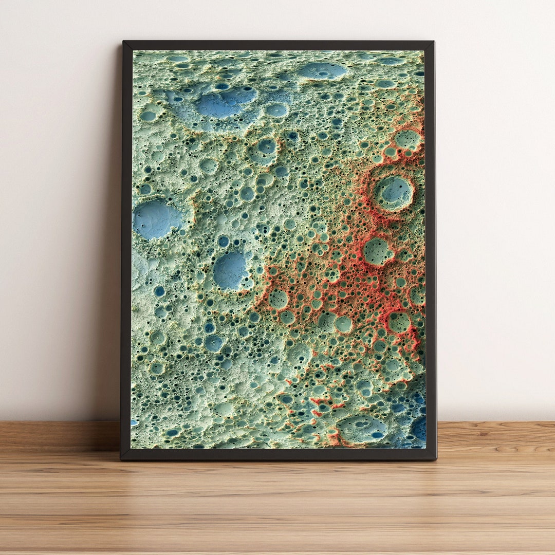 Moon Map, Moon 2D Relief Map, Moon Vintage Map, Moon Print, Moon Topo ...