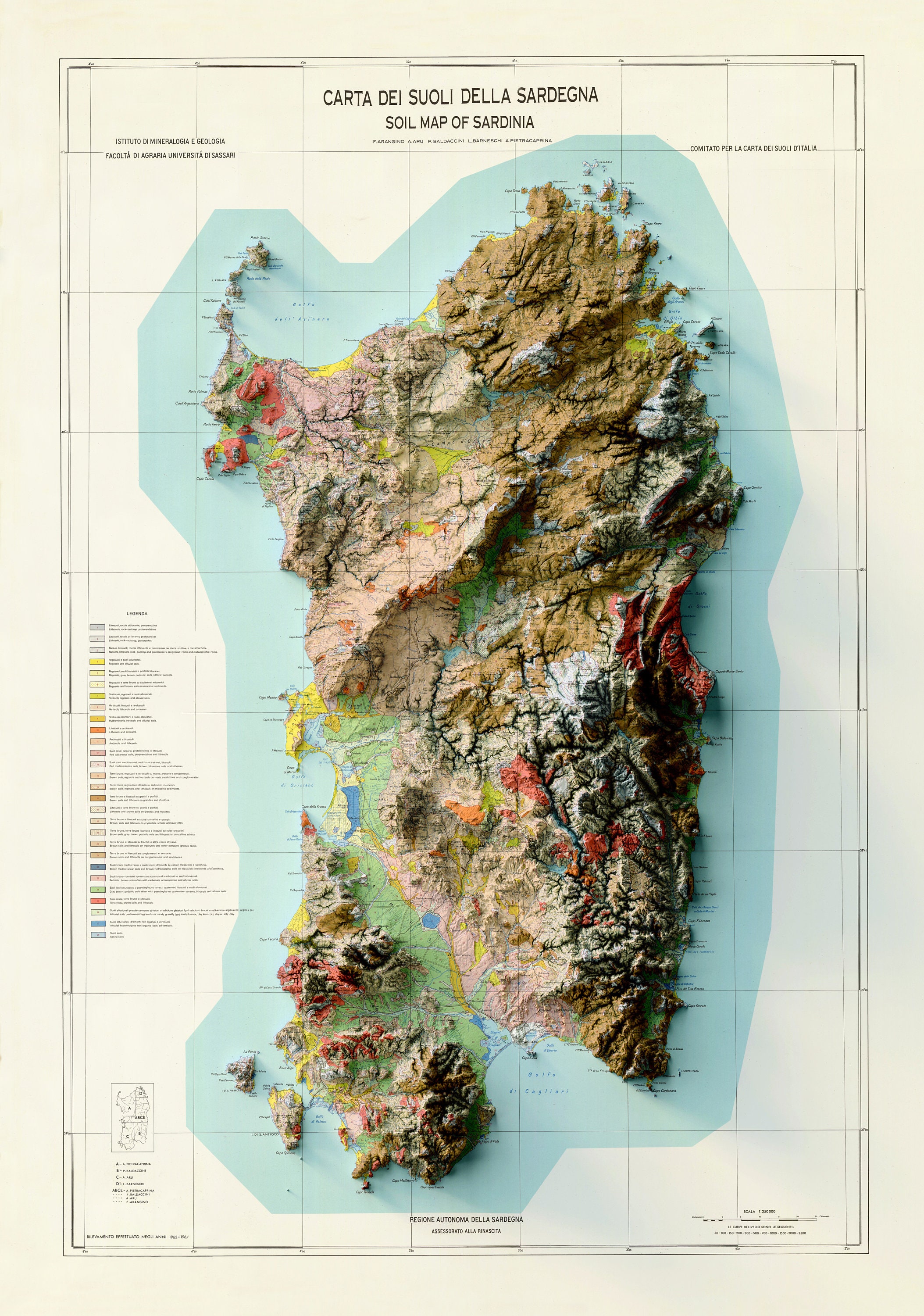 Sardinia Map Sardegna Map Sardinia 2D Relief Map Sardinia - Etsy