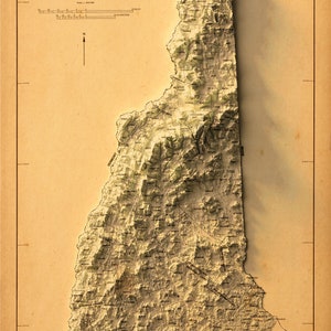 New Hampshire Map New Hampshire 2D Relief Map New Hampshire - Etsy