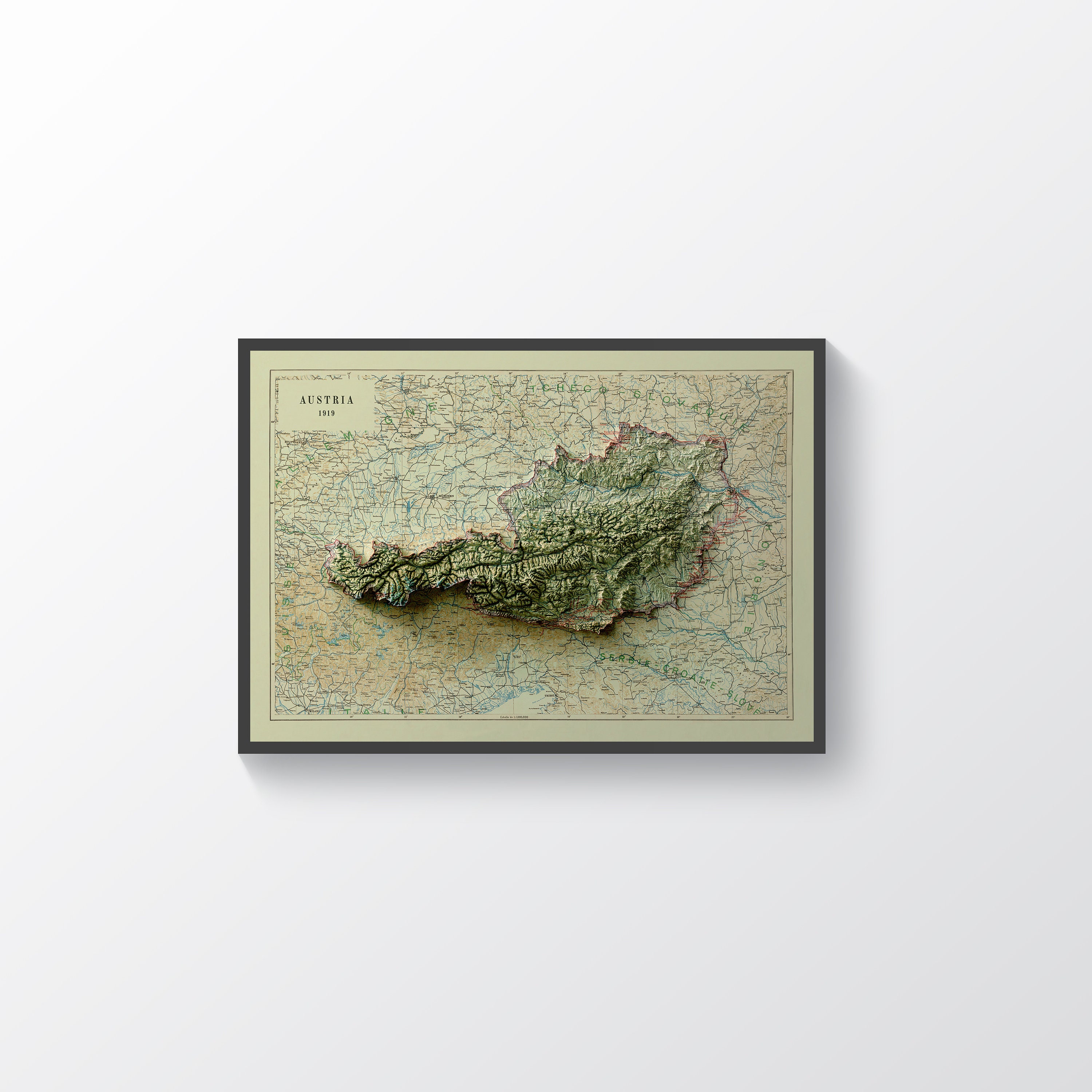 Austria Map Austria 2D Relief Map Austria Vintage Map - Etsy