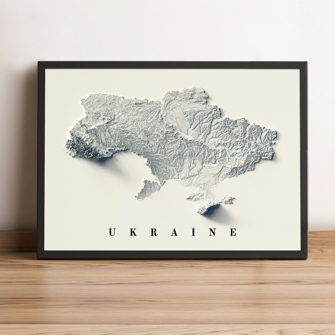 Ukraine Map, Ukraine 2D Relief Map, Ukraine Vintage Map, Ukraine Wall ...