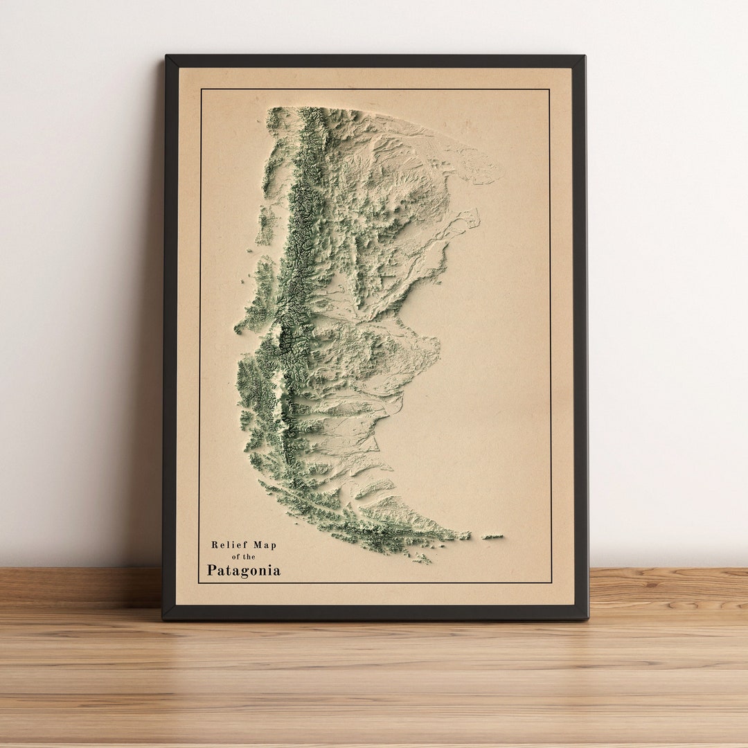 Patagonia Map, Patagonia 2D Relief Map, Argentina Relief Map, Chile ...