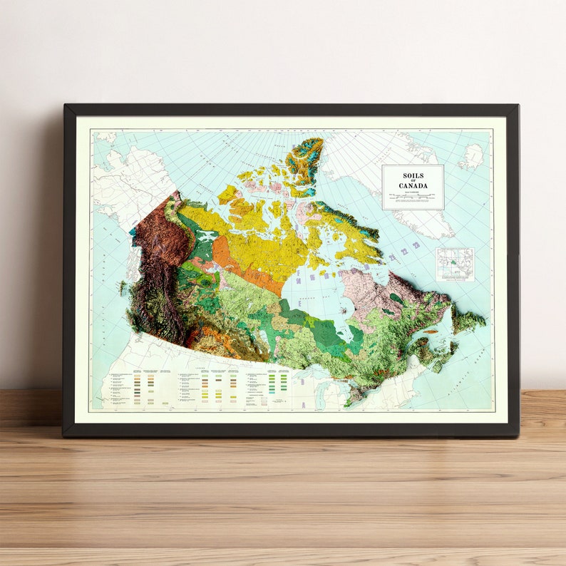 Canada Map Canada 2D Relief Map Canada Topo Map Canada - Etsy