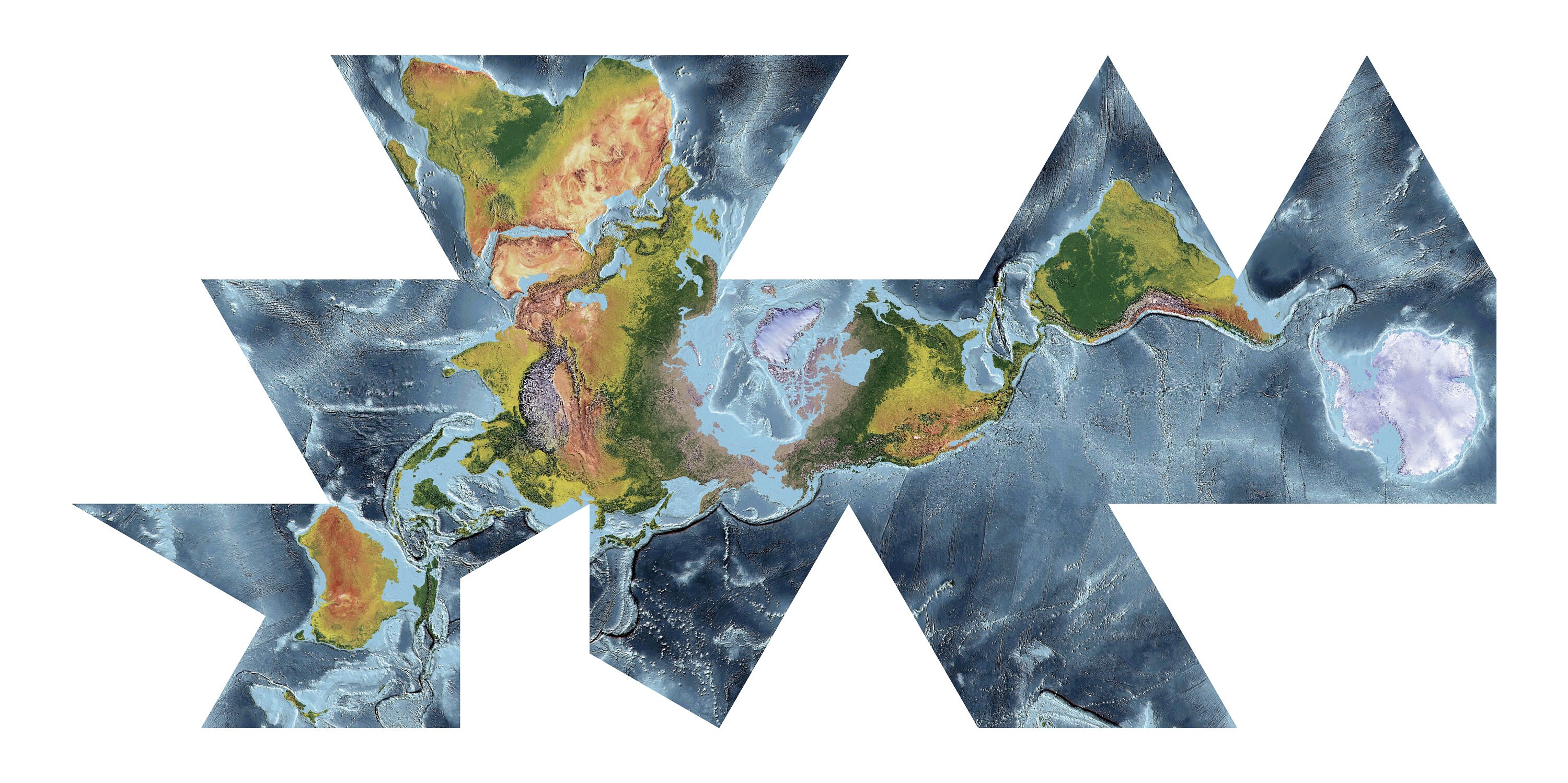FULLER PROJECTION World Map World Natural Map World Map | Etsy