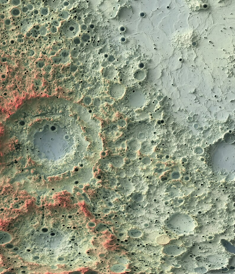 Moon Map Moon 2D Relief Map Moon Vintage Map Moon Framed - Etsy