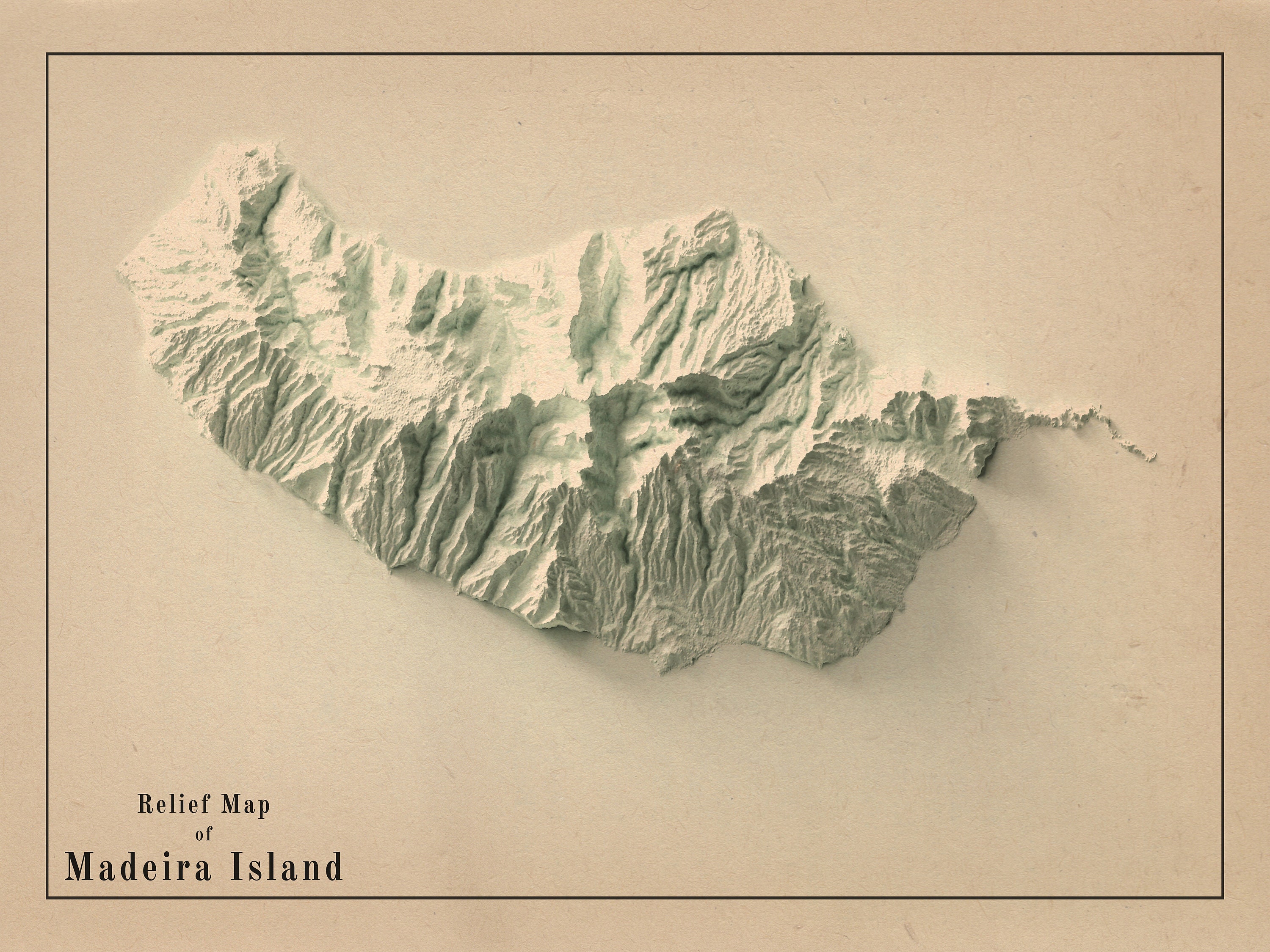 Madeira Island Portugal Map Madeira Island 2D Relief Map - Etsy