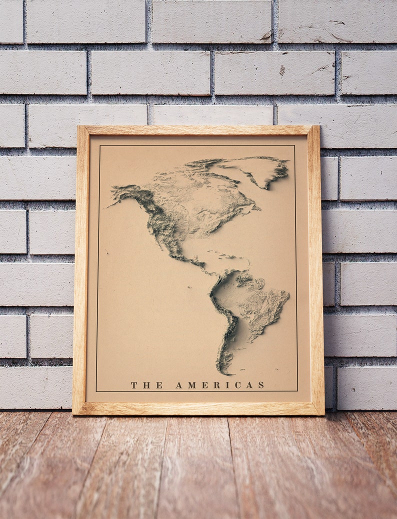The Americas Map (2D Map), North America Relief Map, South Relief ...