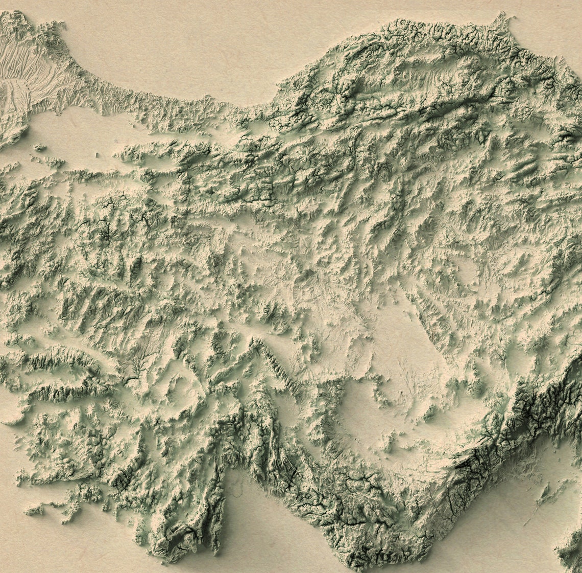 Turkey Map Turkey Shaded 2D Relief Map Turkey Vintage Map - Etsy Canada