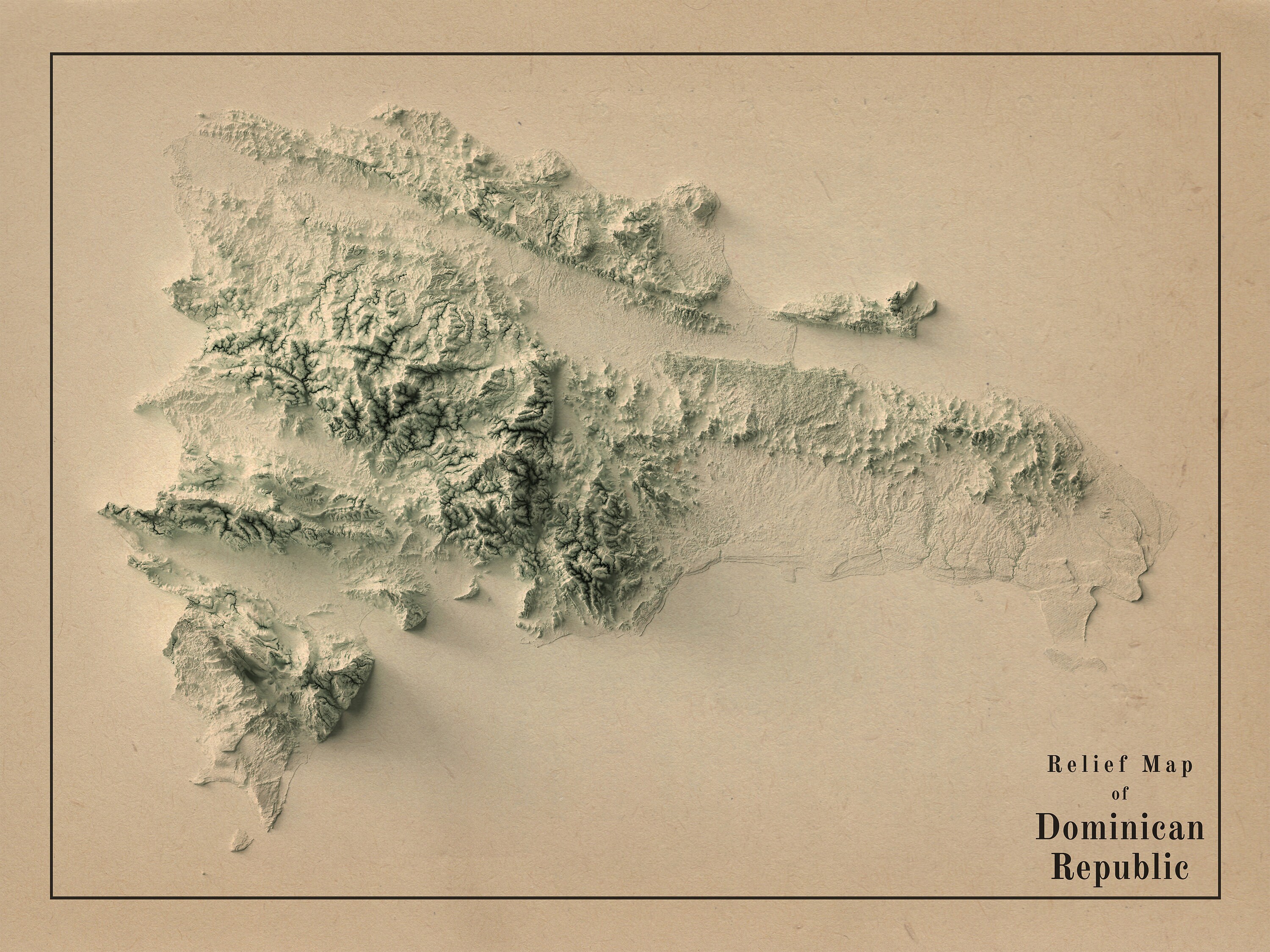 Dominican Republic Map Dominican Republic Relief Map | Etsy