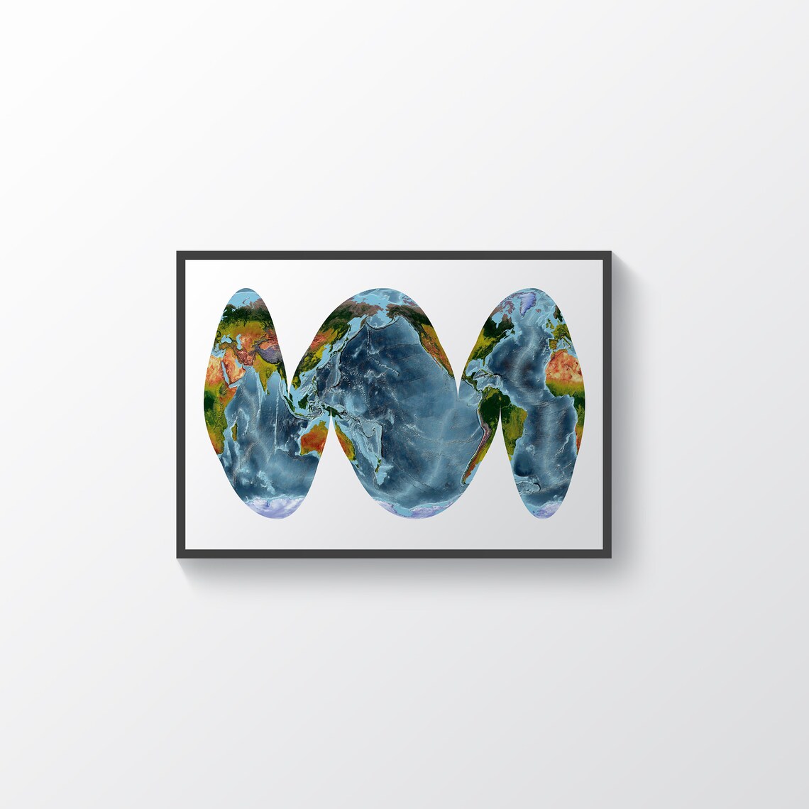 World Map Goode Homolosine Ocean Projection Vintage World - Etsy