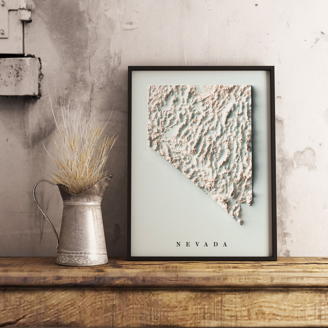 Nevada Map Nevada 2D Relief Map Nevada Print Nevada - Etsy