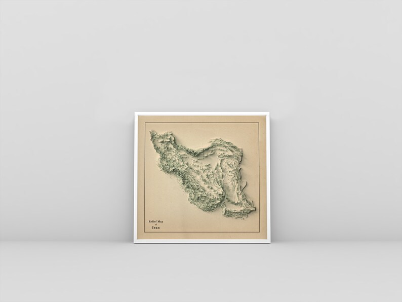 Iran Map Iran 2D Relief Map Iran Vintage Map Iran Print - Etsy