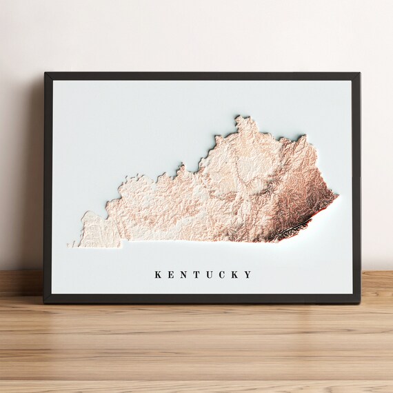 Kentucky Map Kentucky 2D Relief Map Kentucky Vintage Map - Etsy