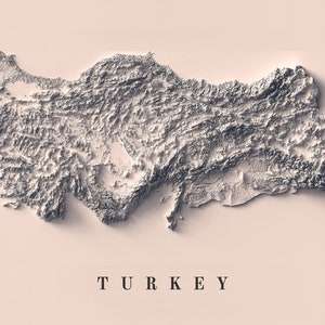 Turkey Map Turkey Shaded 2D Relief Map Turkey Vintage Map - Etsy