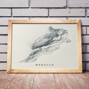 Morocco Map, Morocco 2D Relief Map, Morocco Minimalist Map, Morocco ...