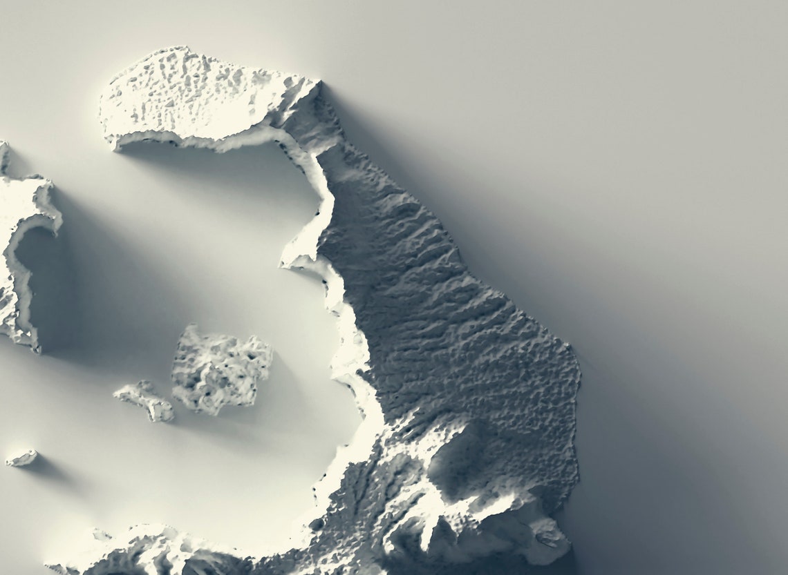 Santorini Greece Map Santorini 2D Relief Map Santorini - Etsy