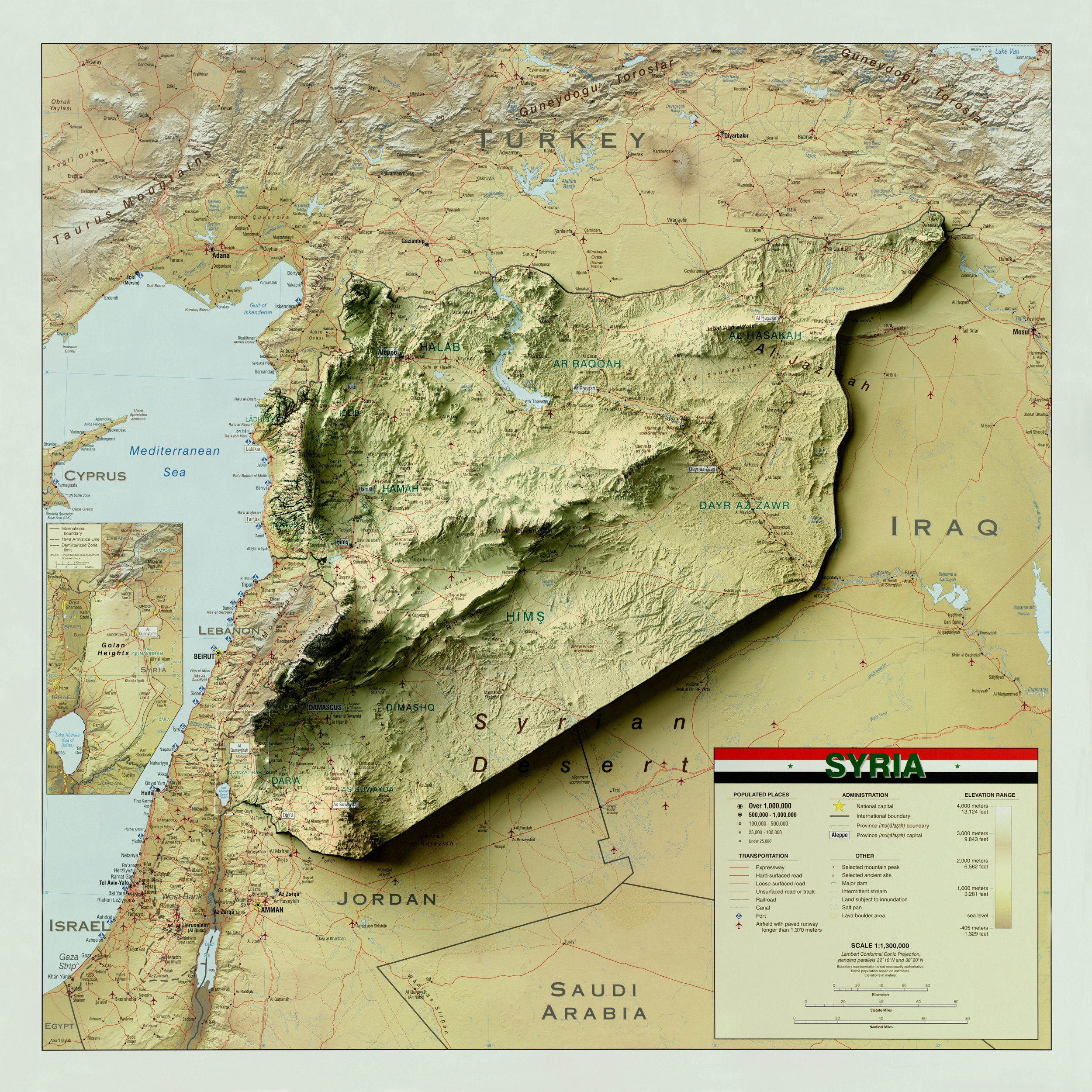 Mappa della Siria Mappa in rilievo 2D della Siria Mappa - Etsy Italia