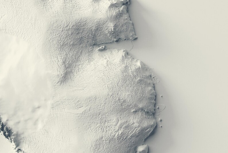 Antarctica Map, Antartica 2D Relief Map, Antarctica Mimimalist Map ...