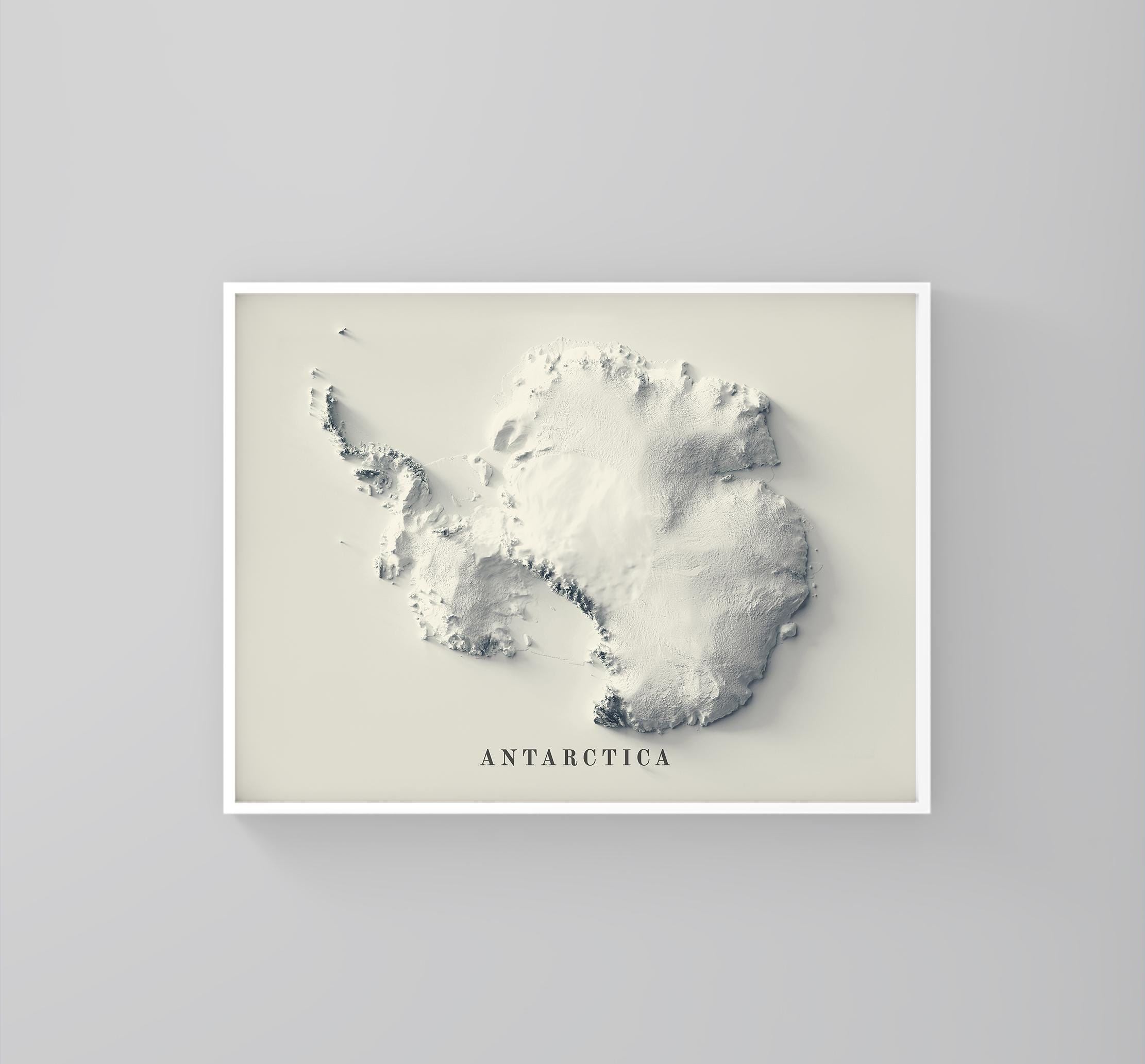 Antarctica Map, Antartica 2D Relief Map, Antarctica Mimimalist Map ...